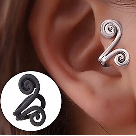 Jewelry | 125new Black Double Swirl Tragus Ear Cuff Earring | Poshmark